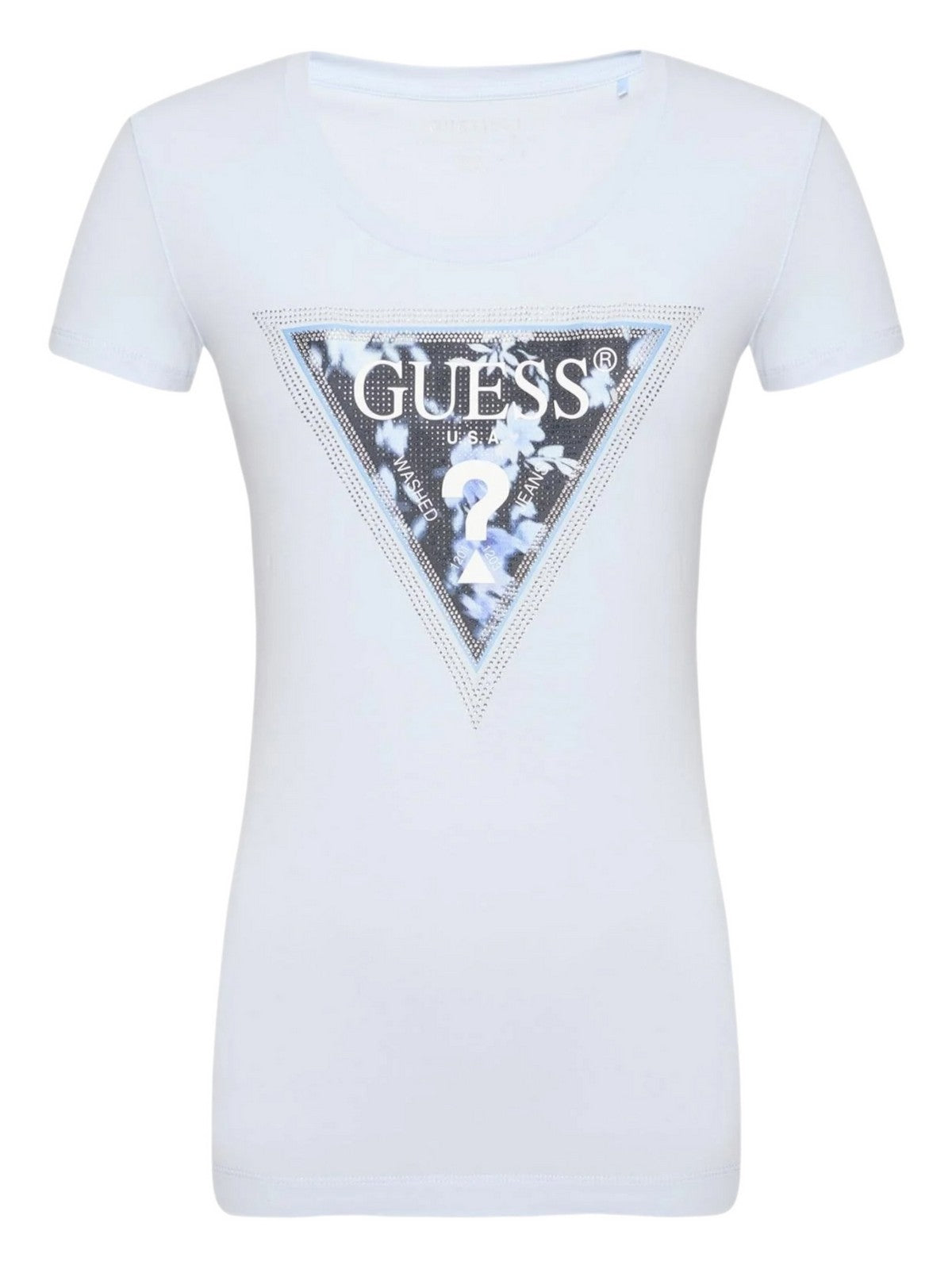 GUESS Women's T-shirt SS CN TRIANGLE FLOWER TEE W5RI00 J1314 G7S1 Blue